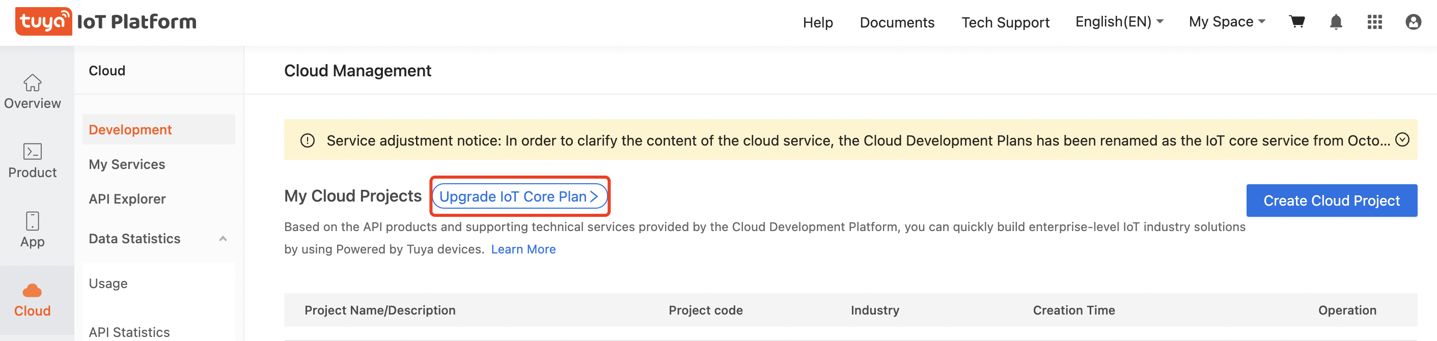 Tuya IoT Cloud Development-Platform project service-Tuya Developer