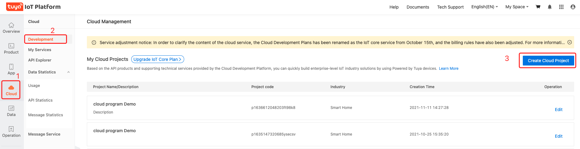 Tuya IoT Cloud Development-Platform project service-Tuya Developer