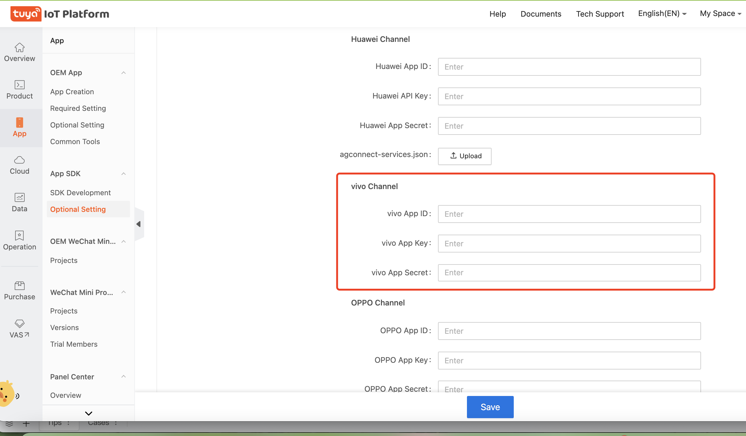Integrate vivo Push-Smart App SDK-Tuya Developer