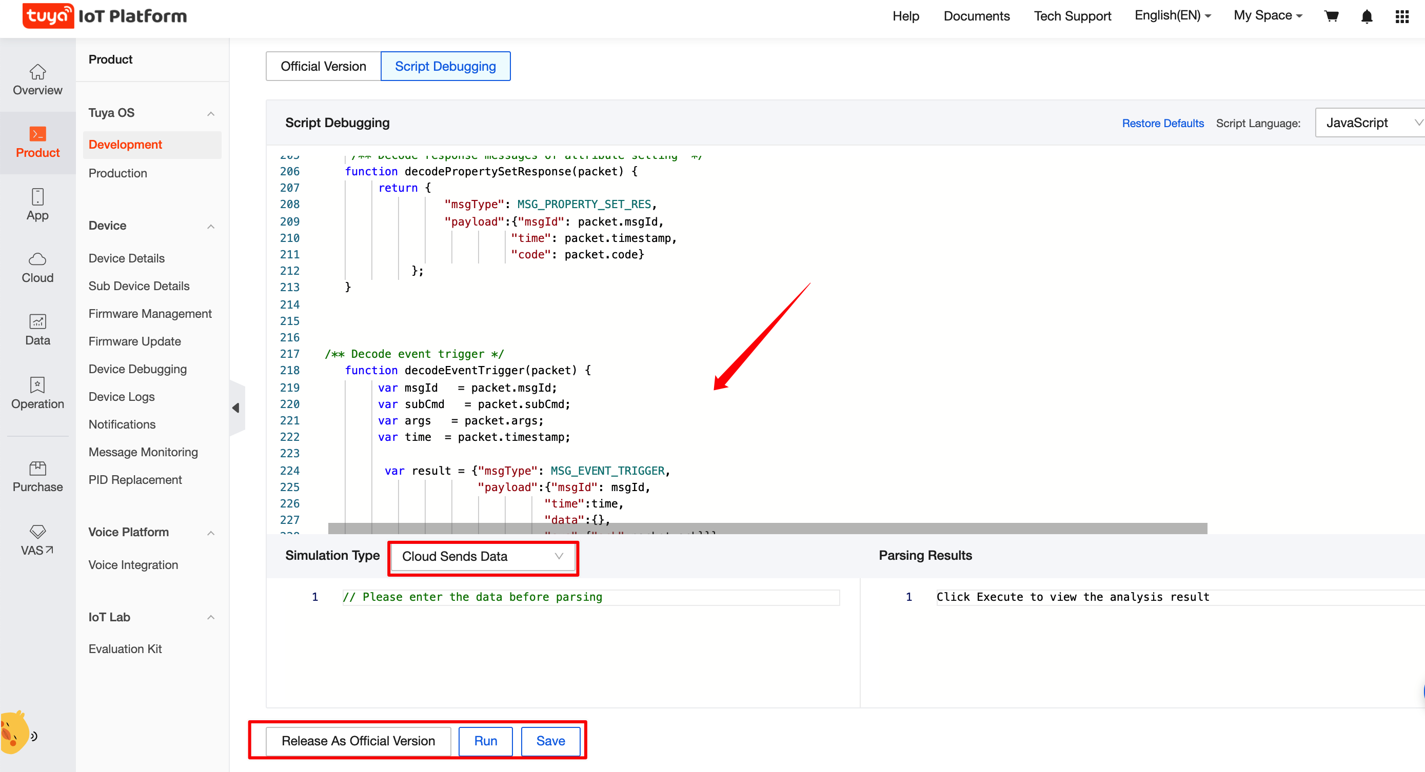 Data Parsing-JavaScript Sample-Tuya IoT Development Platform-Tuya Developer